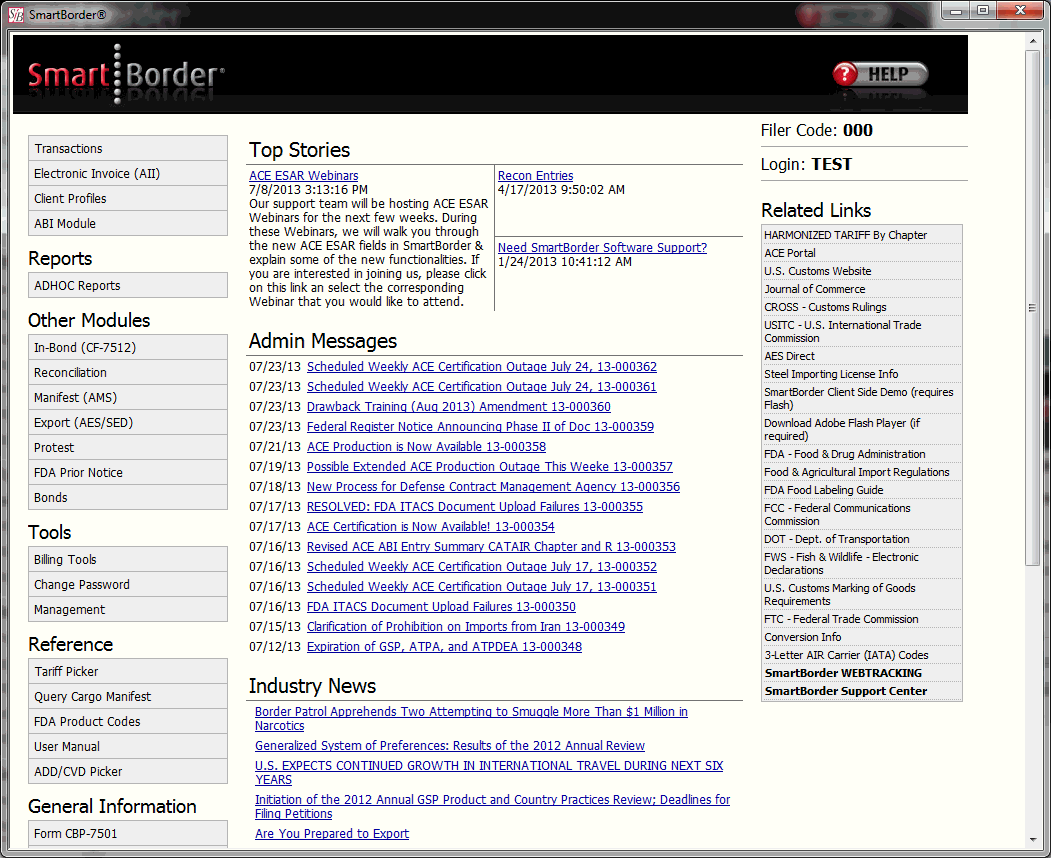 SmartBorder Main Page